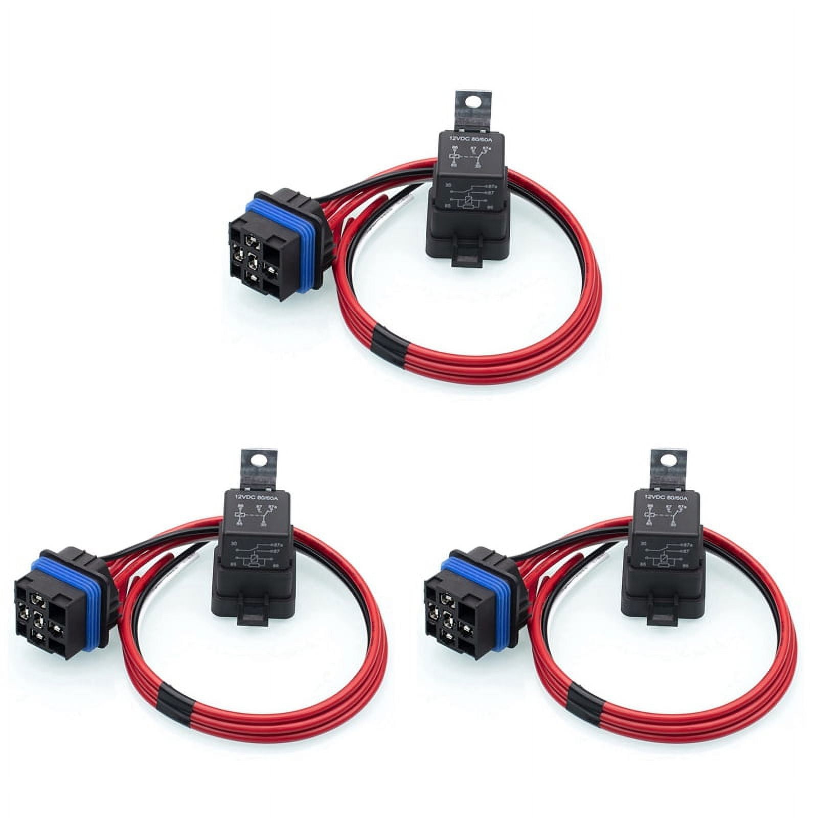 3X 60/80 Amp 12 Volt Waterproof Automotive Relay with Pigtail 5-Pin ...