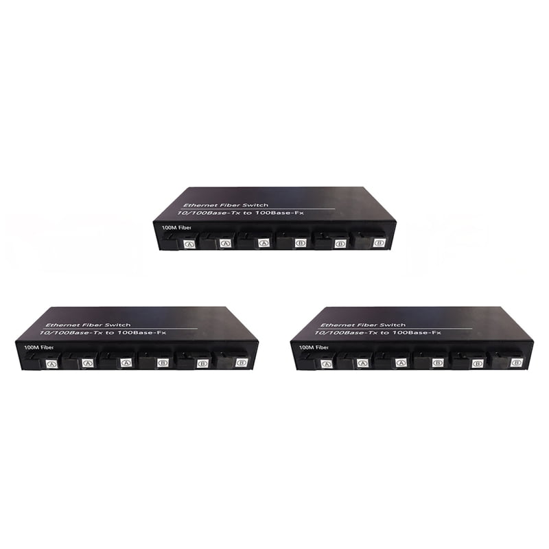 3X 6Port 10/100M Ethernet Switch 6 Fiber Port 25KM 2UTP RJ45 Fiber ...