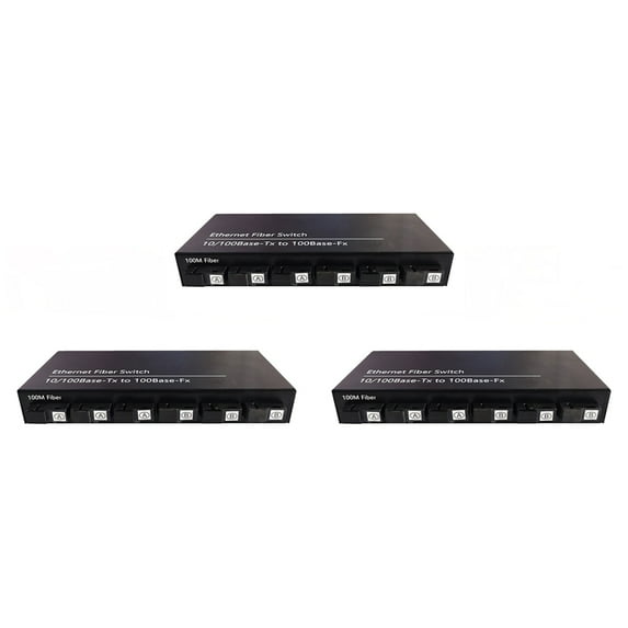 3X 6Port 10/100M Ethernet Switch 6 Fiber Port 25KM 2UTP RJ45 Fiber ...