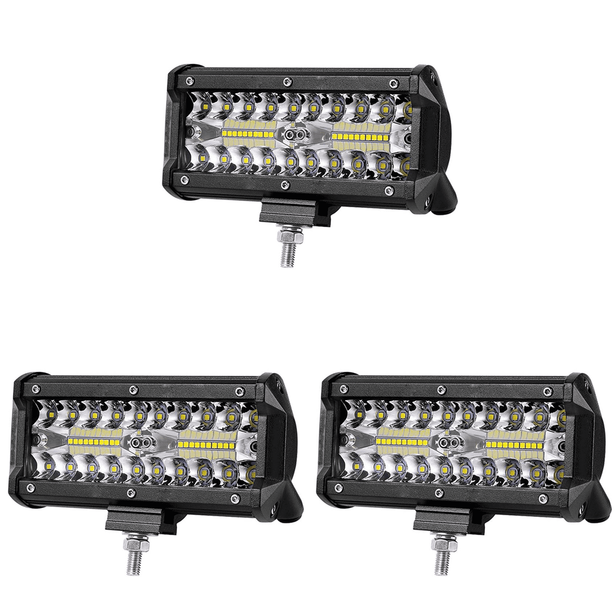 3X 7 Inch 120W Combo LED Light Bars Spot Flood Beam for Work Driving ...
