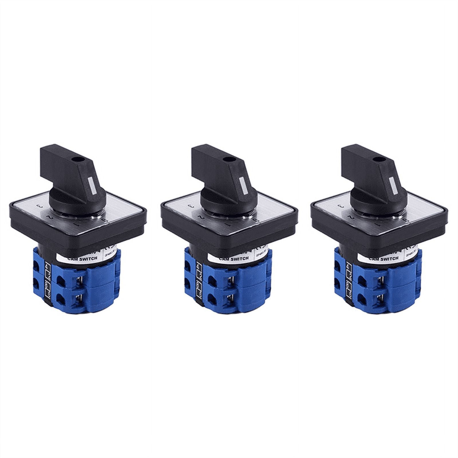 3X 8 Terminals 5 Positions Master Control Rotary Cam Switch 20A Black ...