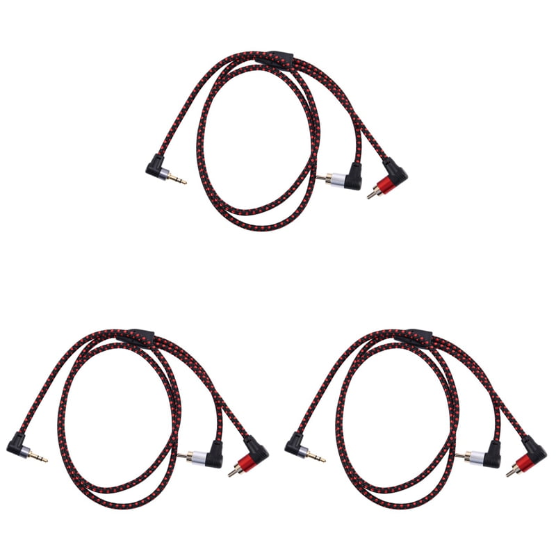 3X 90 Degree 3.5mm Male to 2 Male Cable Right Angle Stereo AUX Y ...