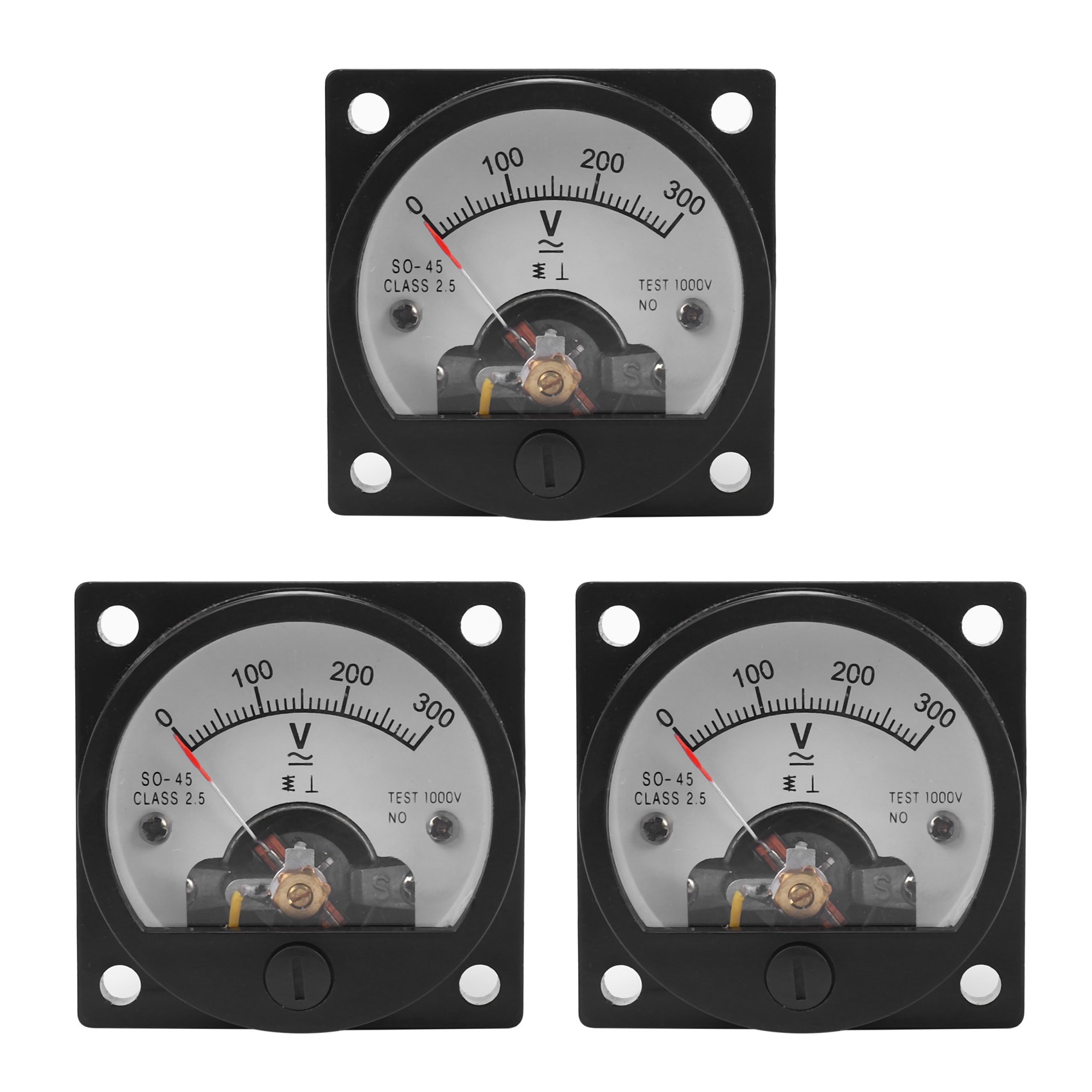 3X AC 0-300V Round Analog Dial Panel Meter Voltmeter Gauge Black ...