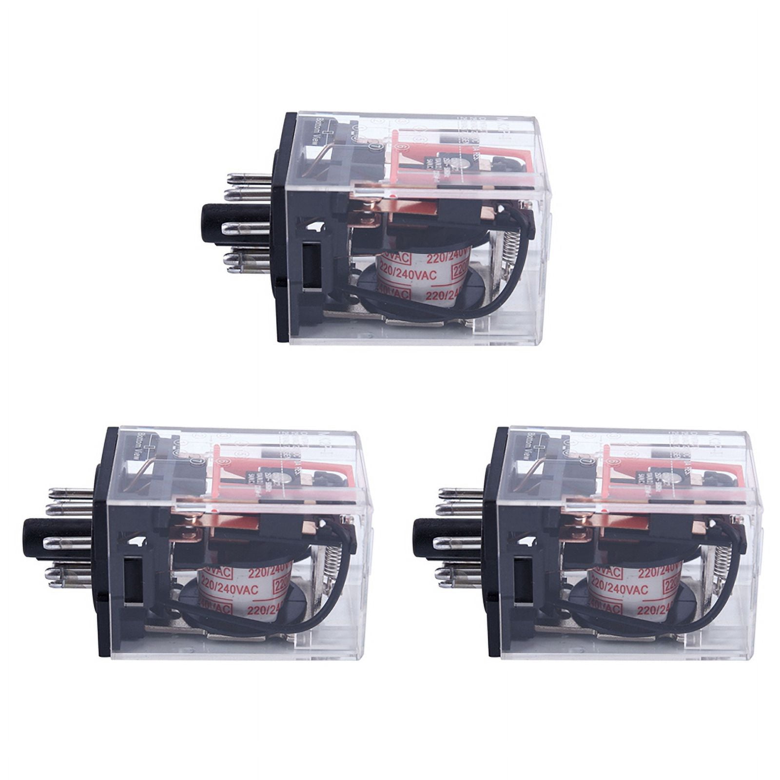 3X AC 220V/230V Coil Voltage PCB Power Relay 8 Pins DPDT 2NO 2NC MK2P-1 ...