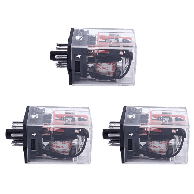 3X AC 220V/230V Coil Voltage PCB Power Relay 8 Pins DPDT 2NO 2NC MK2P-1 ...