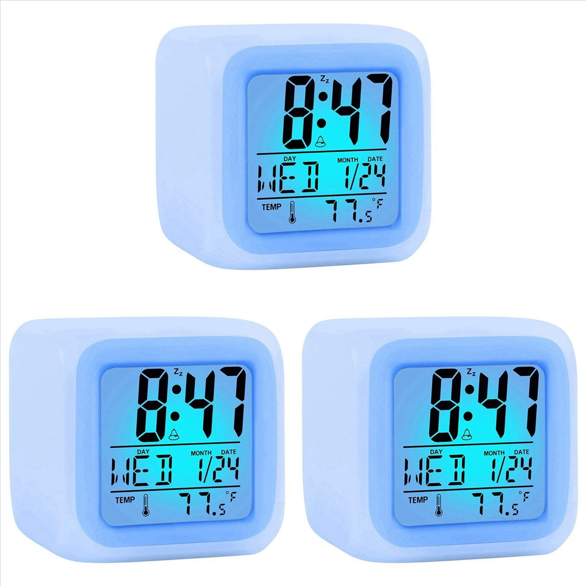 3X Alarm Clock Digital Travel for Bedroom Boy Girl,Small Bedside Clocks ...