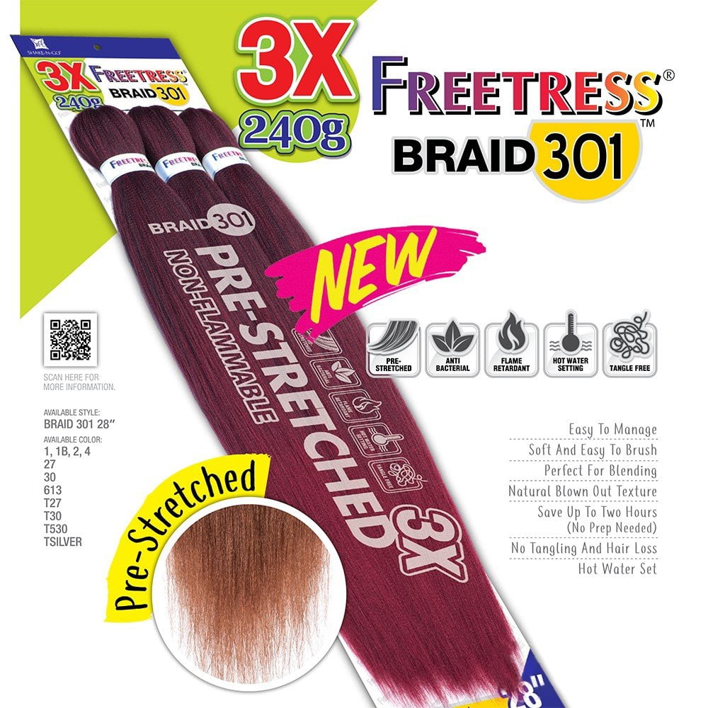 FreeTress Natural Texture Braids Pre-Stretched 3X Braid 301 28" (OT27 ...
