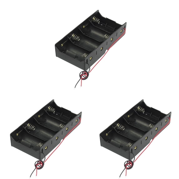 3X Black 4 X 1.5V D Battery Holder Storage Case Box W Wire Leads ...