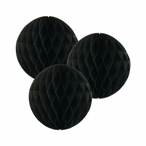 3X Black 8" Honeycomb Round Tissue Paper Lantern Balls Pom Poms Wedding ...