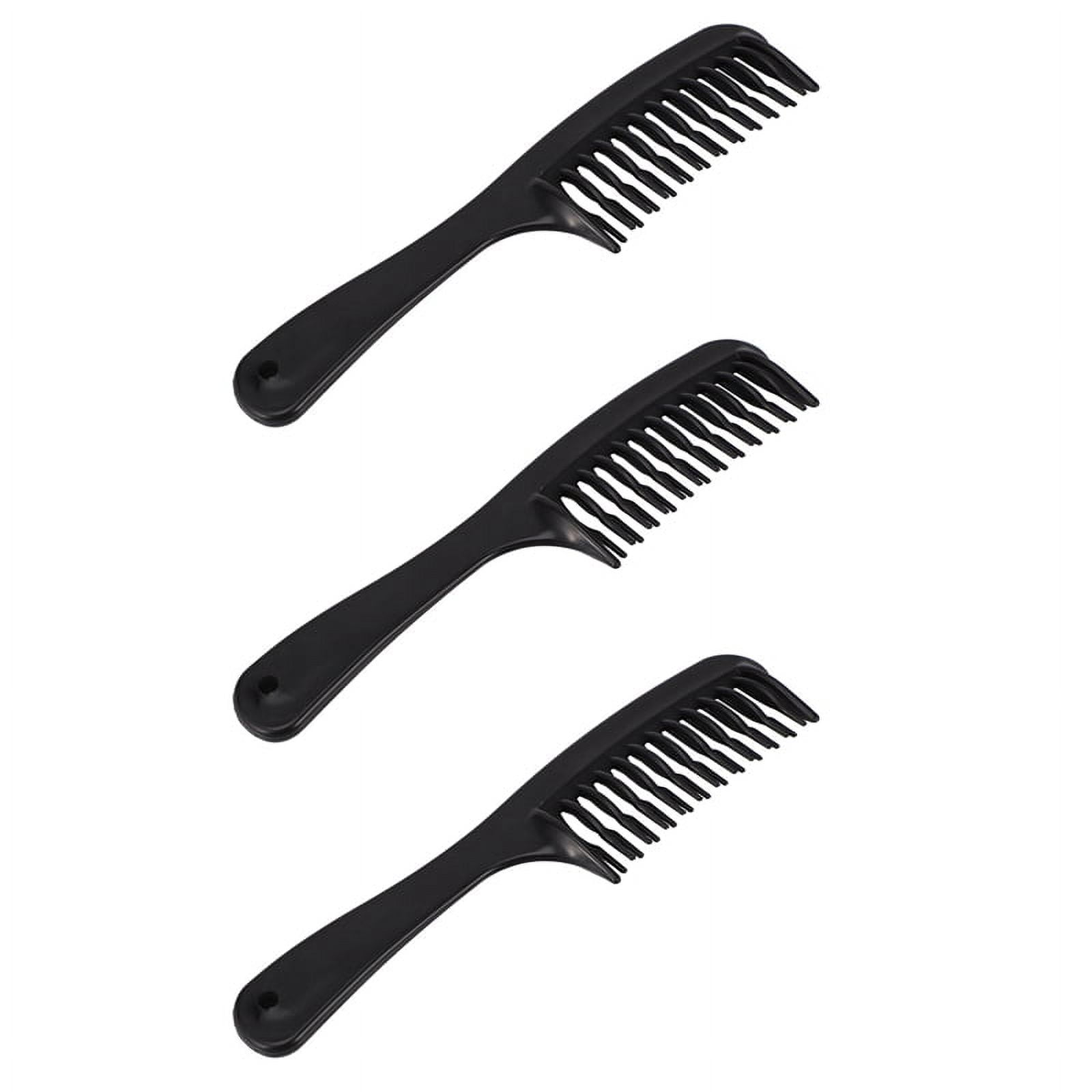 3X Black Double Row Tooth Detangler Hair Comb Shampoo Comb with Handle ...