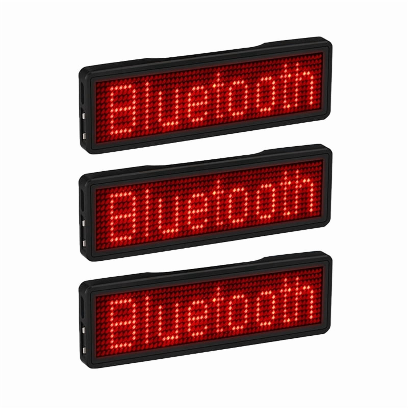 3X Bluetooth LED Name Badge Rechargeable Light Sign DIY Programmable ...
