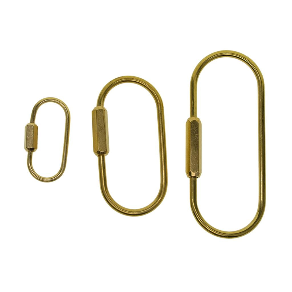 3X Brass Carabiner Buckle Heavy Duty Keychain Clip Screw Clip Hook ...