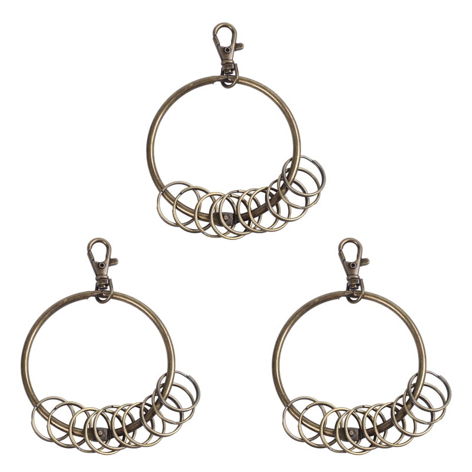 3X Bronze Tone Carabiner Prisoner Keyring 10 Loops Key Chain Ring 7.6cm ...