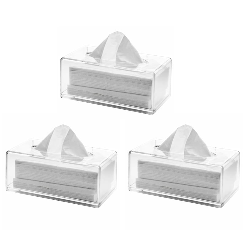3X Clear Acrylic Tissue Box Holder with Cover Tissue Dispenser Box for ...
