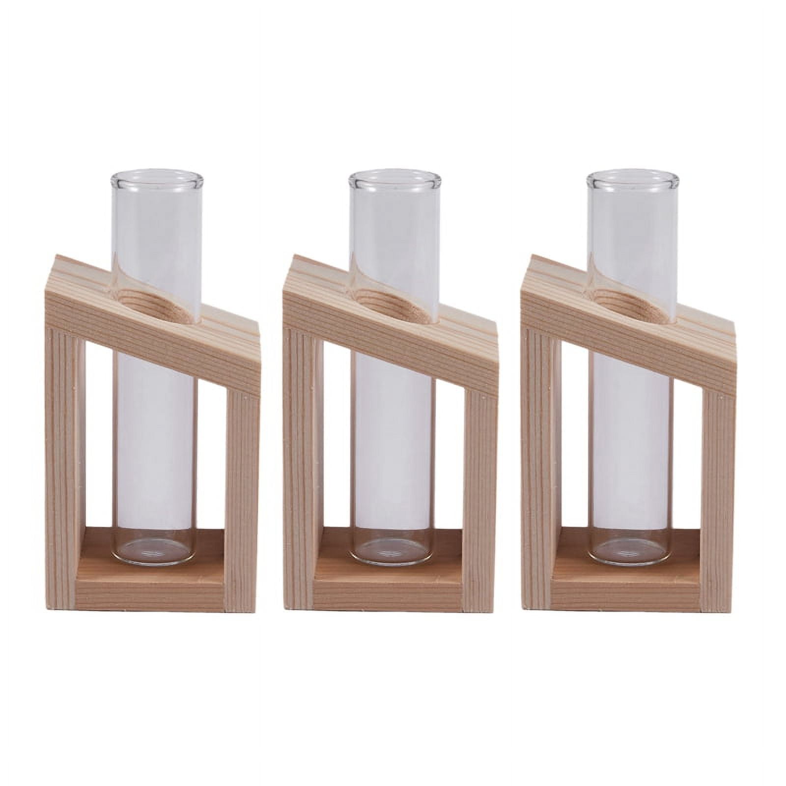 3X Crystal Glass Test Tube Vase in Wooden Stand Flower Pots for ...