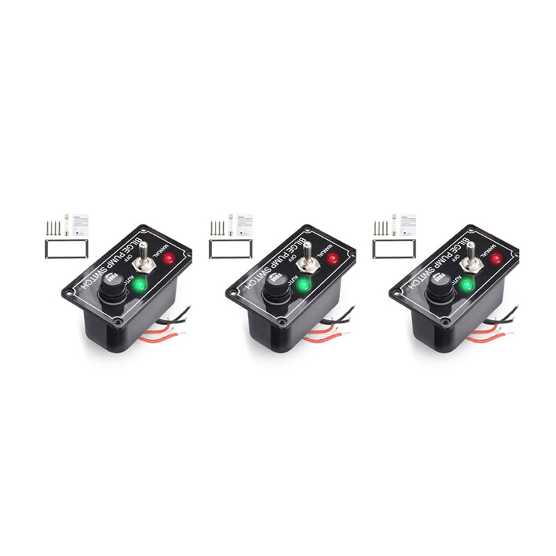 3X DC 12V Fused Marine Bilge Pump Switch Panel with LED Indicator Light ...