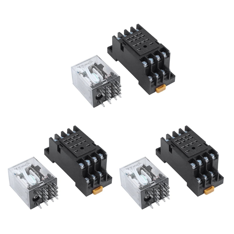 3X DC 24V Coil Volt 4PDT 14 Pin Terminal Electromagnetic Relay HH54P - Walmart.com