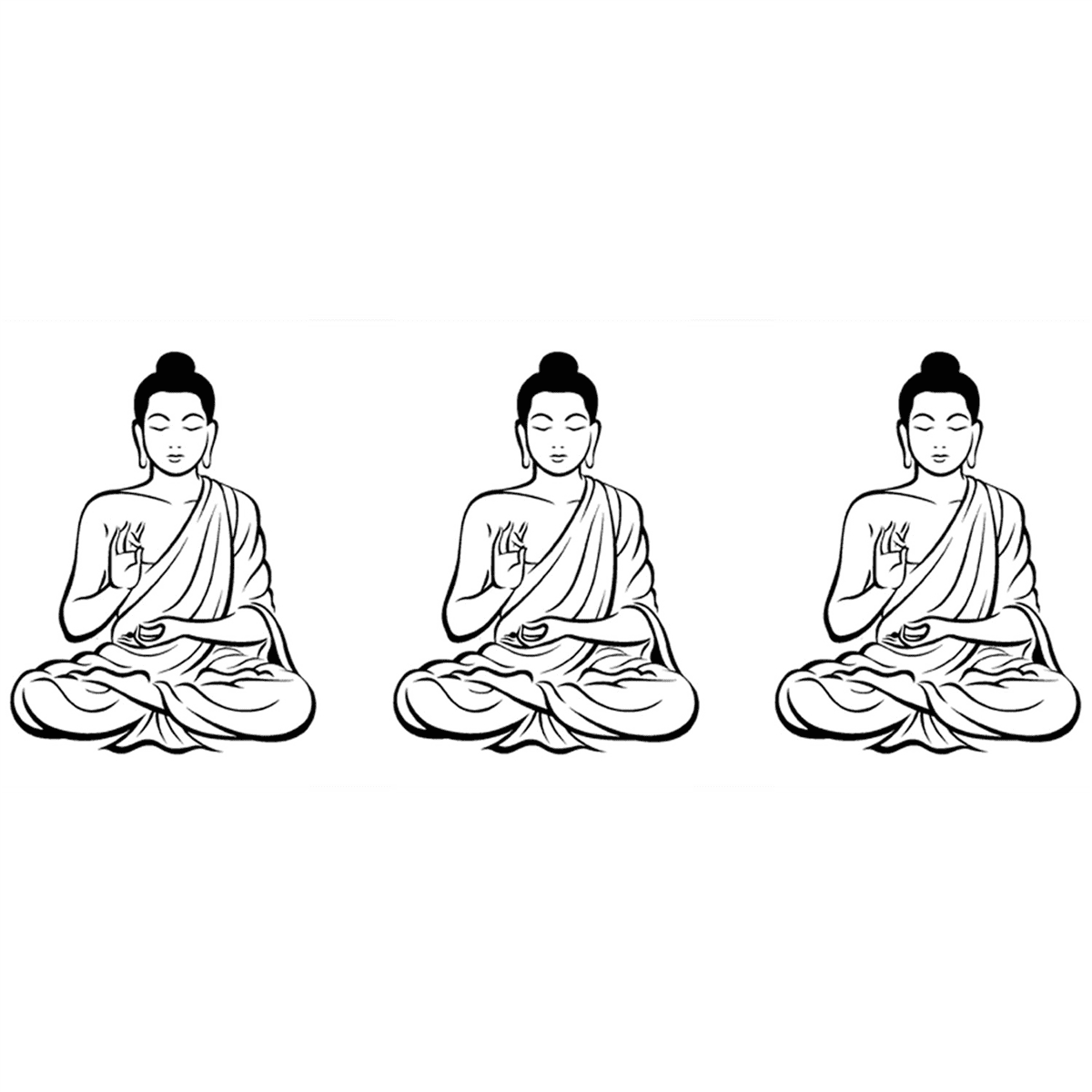 3X DIY Black Wall Sticker Meditating Buddha Decal Removable Art Mural ...