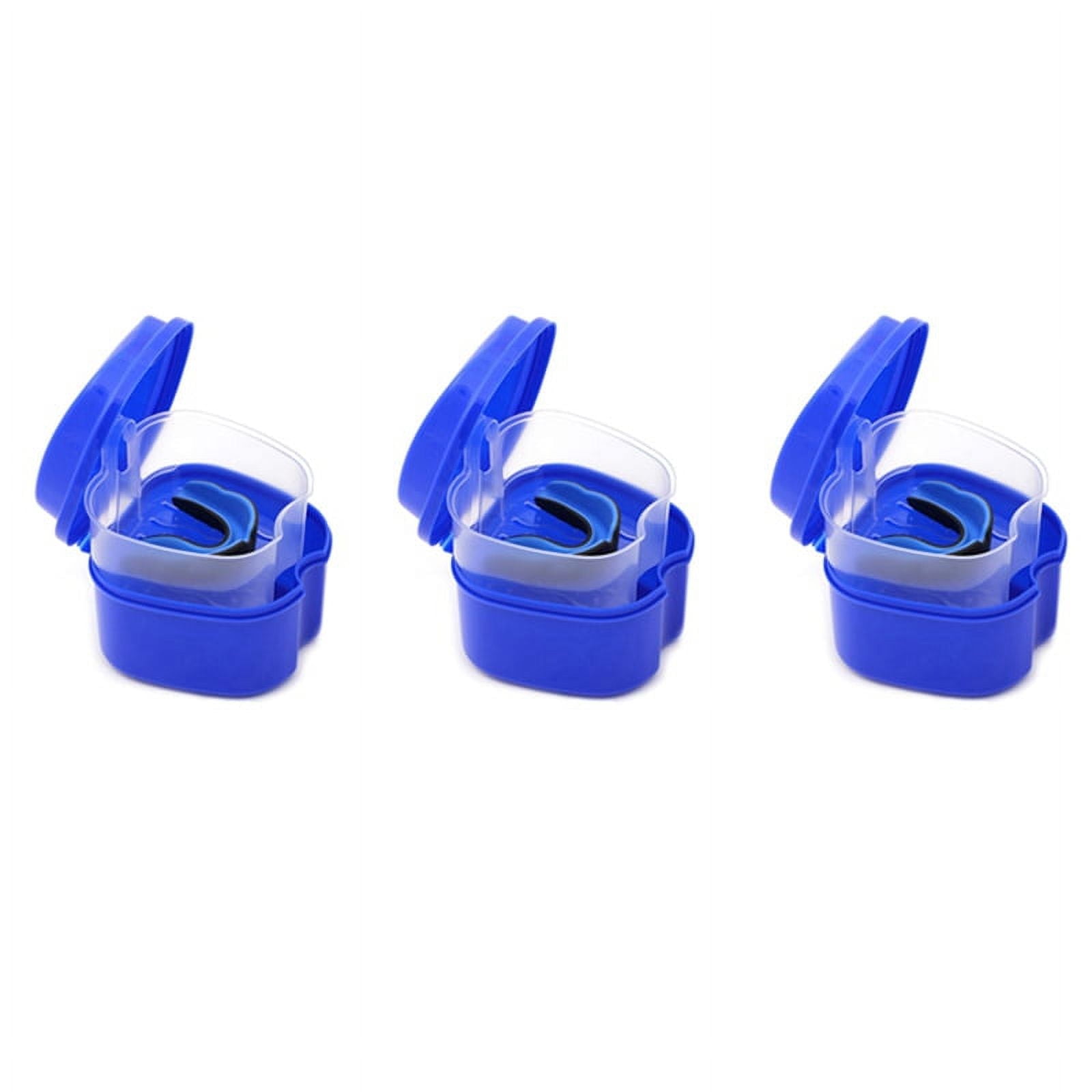 3X Dark Blue Denture Case, Denture Cup with Strainer, Denture Bath Box ...