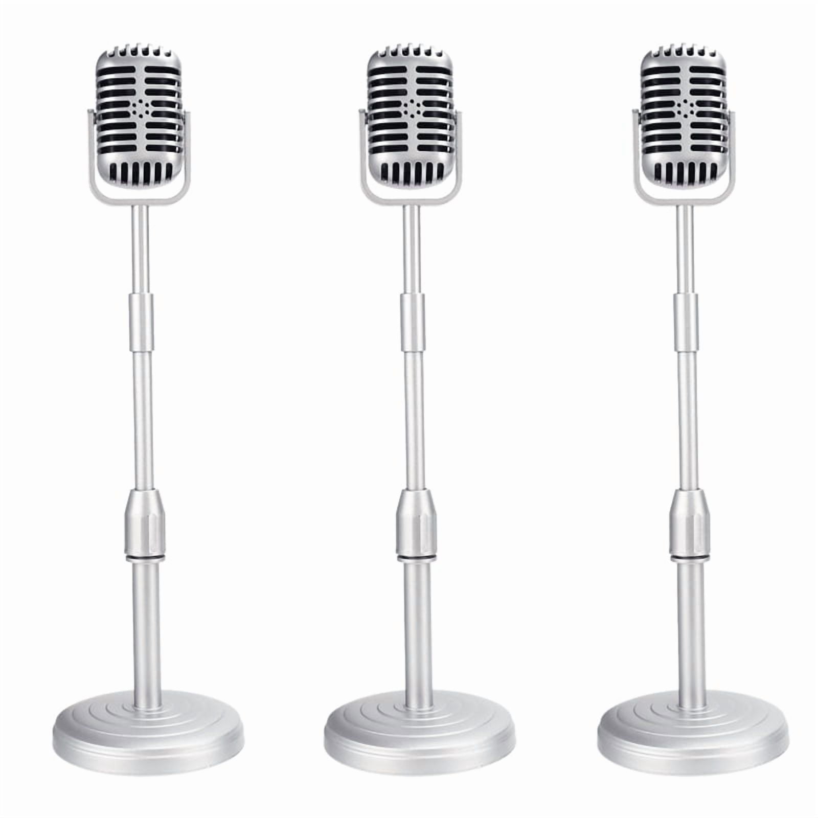 3X Desktop Microphone Prop Model with Adjustable Height, Classic Retro ...