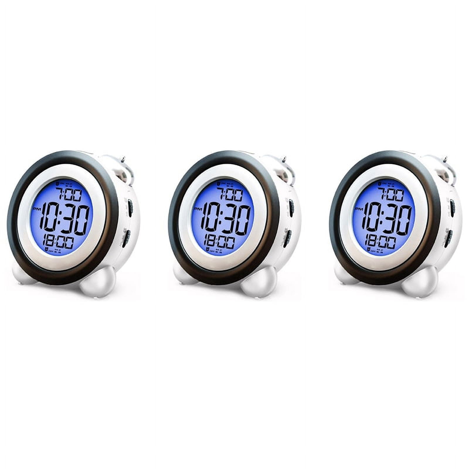3X Digital Alarm Clock,Time Date Display Twin Loud for Heavy Sleepers ...