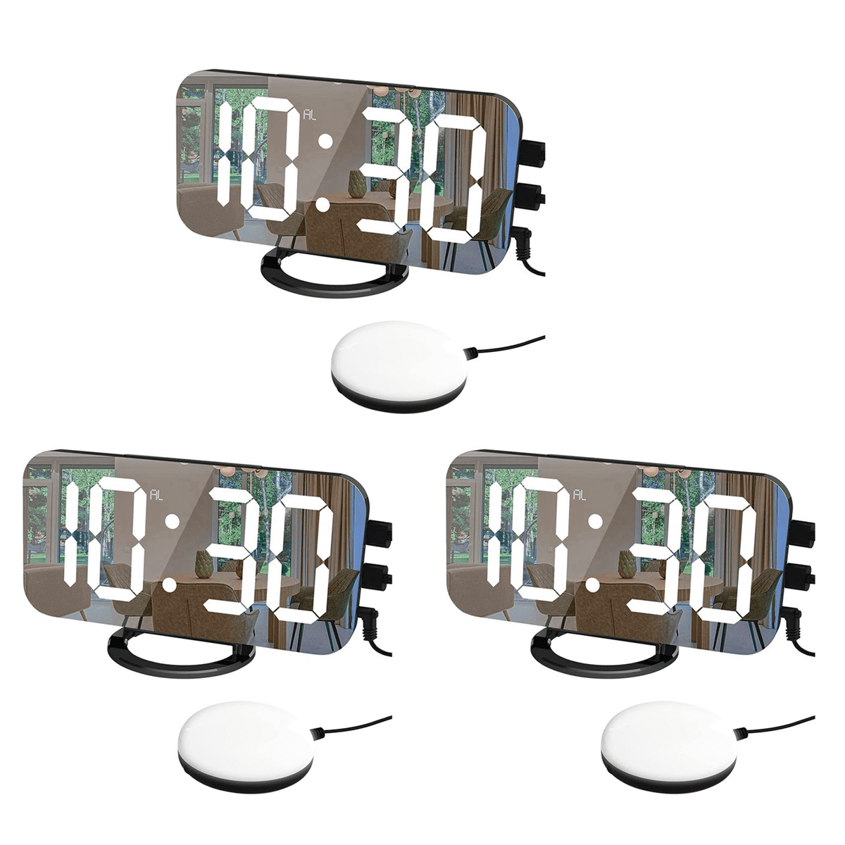 3X Digital Alarm Clock,Vibration Alarm Clock,with 2 USB Charging Ports ...