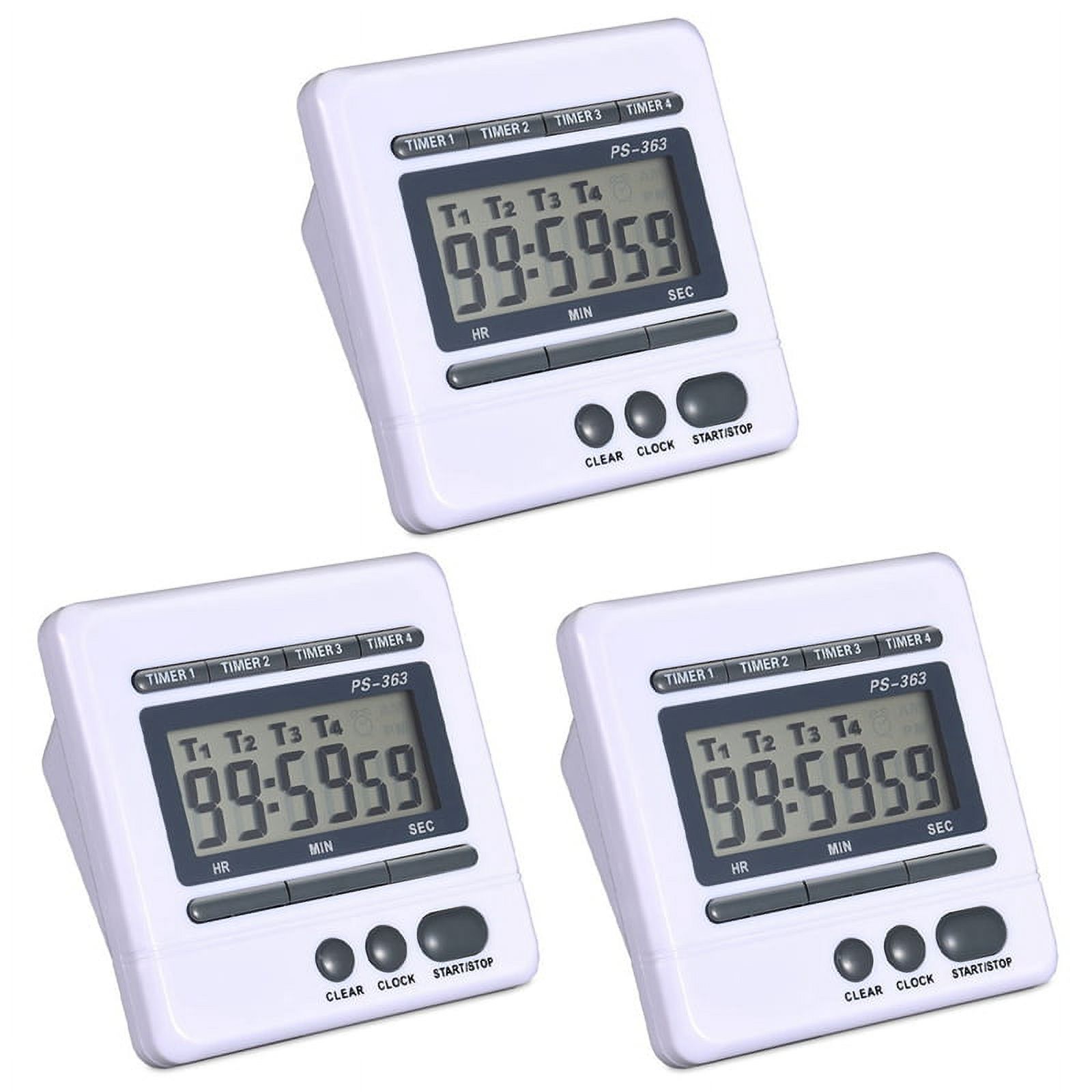 3X Digital Countdown Timer 4 Channel Count Up Down Kitchen Cooking ...