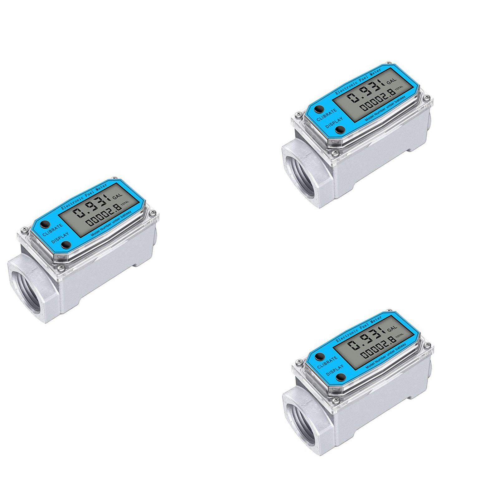 3X Digital Turbine Water Flow Meter Digital LCD Display with NPT Counter and FNPT Thread Gas Oil ...