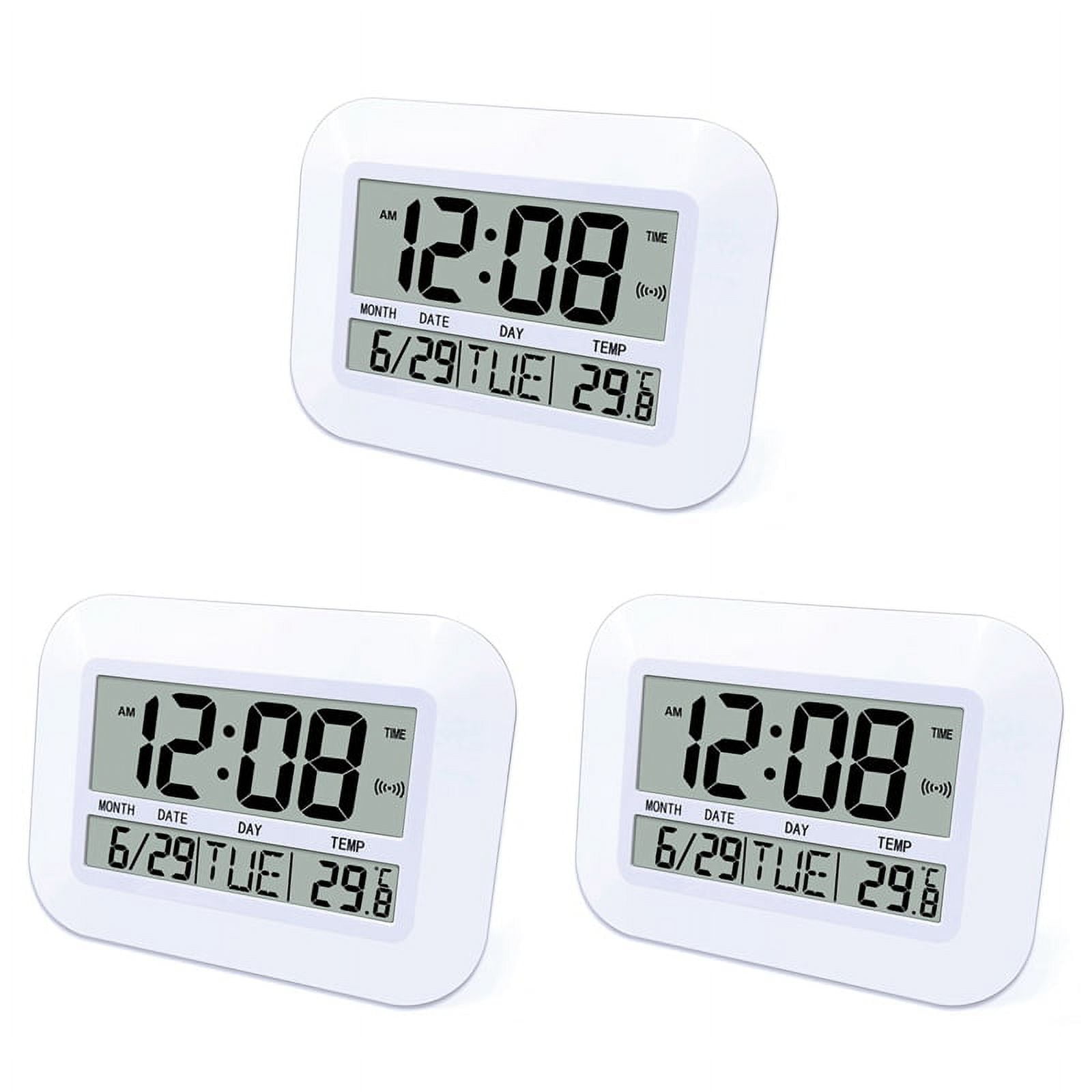 3X Digital Wall Clock Battery Operated Simple Temperature Calendar Date ...