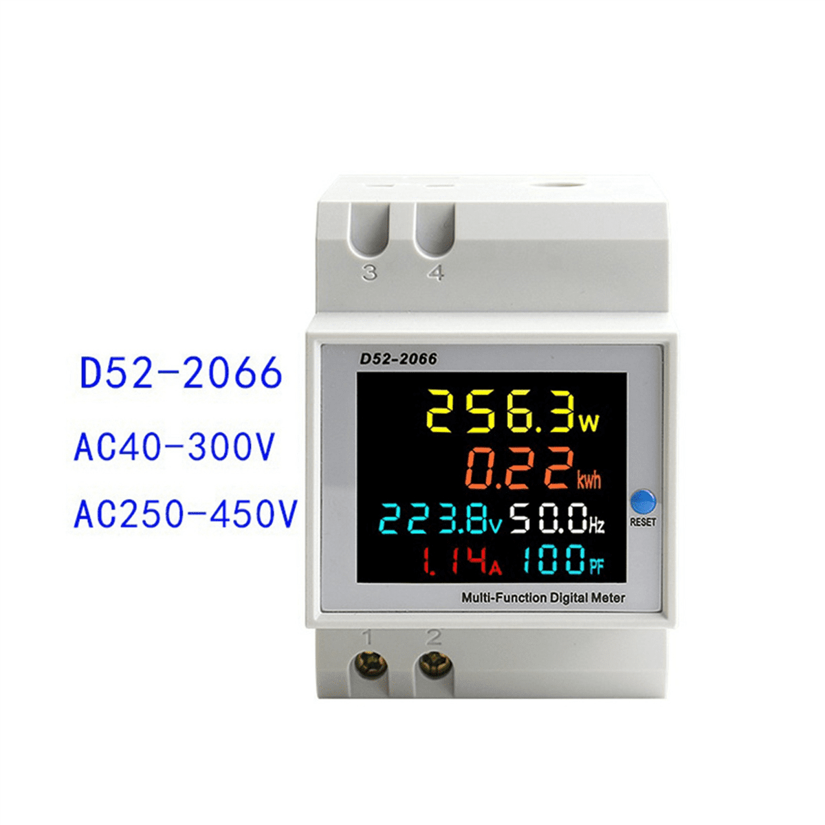 3X Din Rail AC Monitor 6IN1 250-450V 100A Voltage Current Power Factor ...