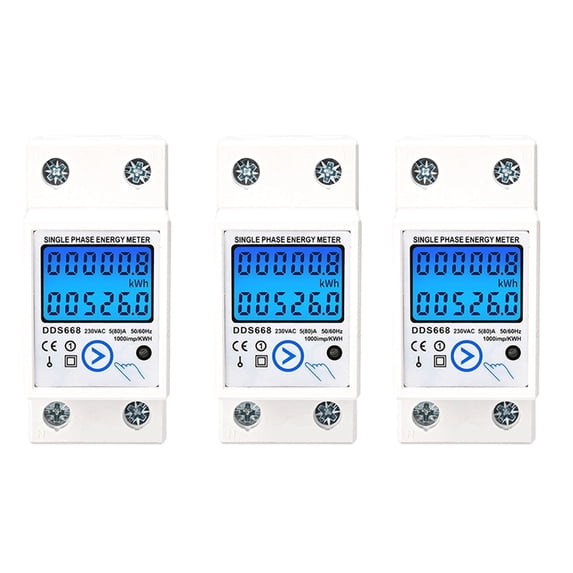 3X Din Rail Digital Single Phase Reset Zero Energy Meter KWh AC220V ...