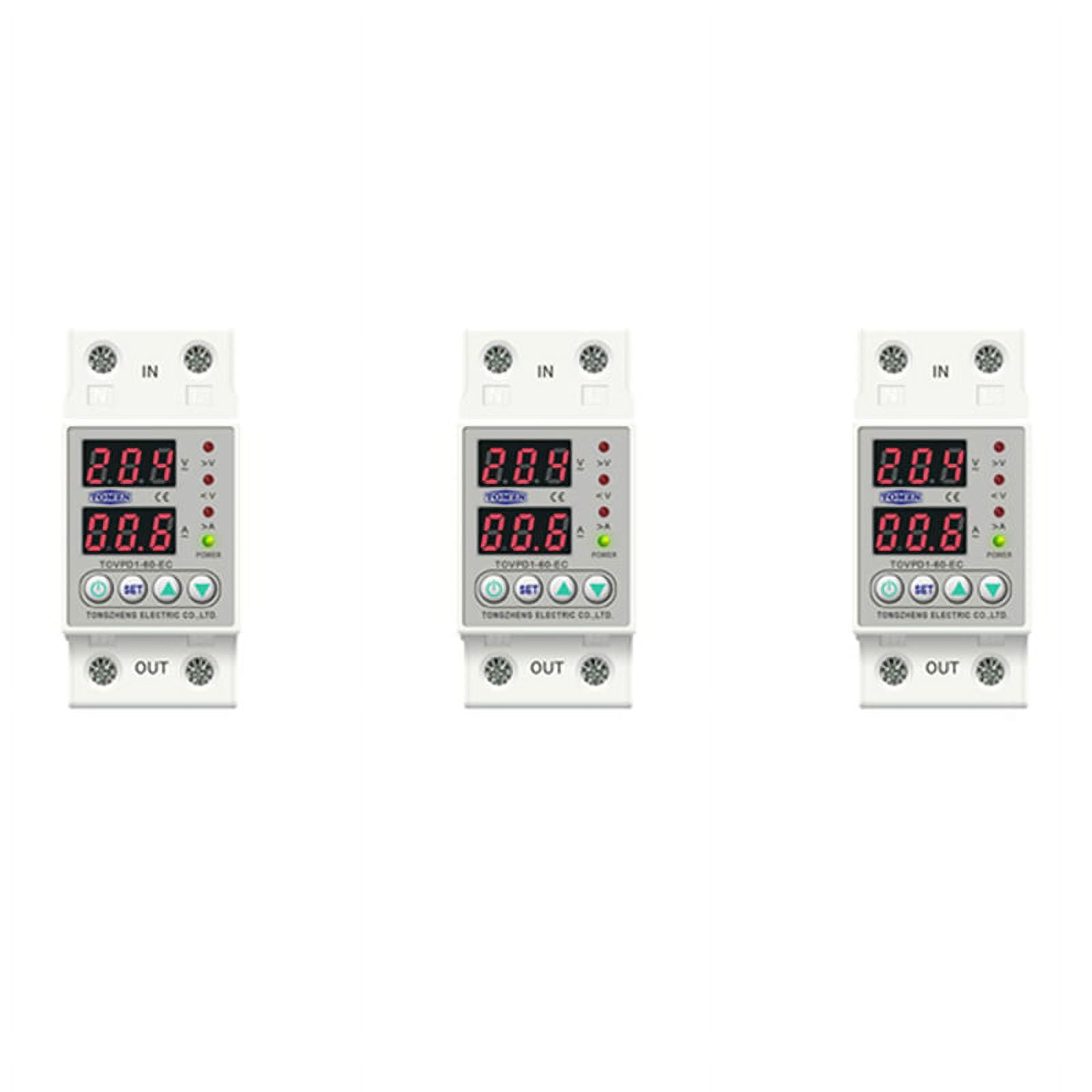 3X Din Rail Dual Display Adjustable Over Voltage Current and Under ...