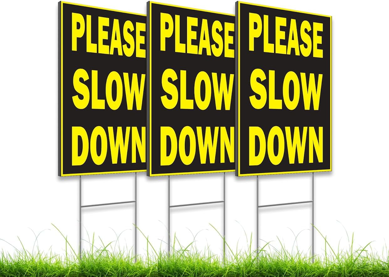 3X Double Sided 8x12 Please Slow Down Sign for Playing Kids in the ...