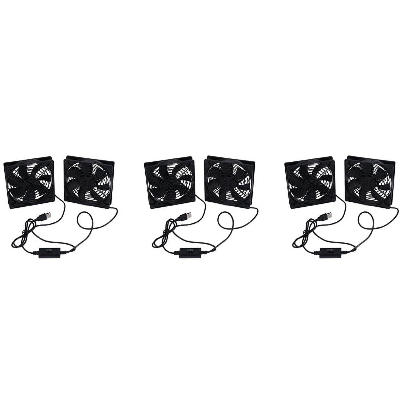 3X Dual 120mm 5V USB Powered PC Router Fans with Speed Controller High ...