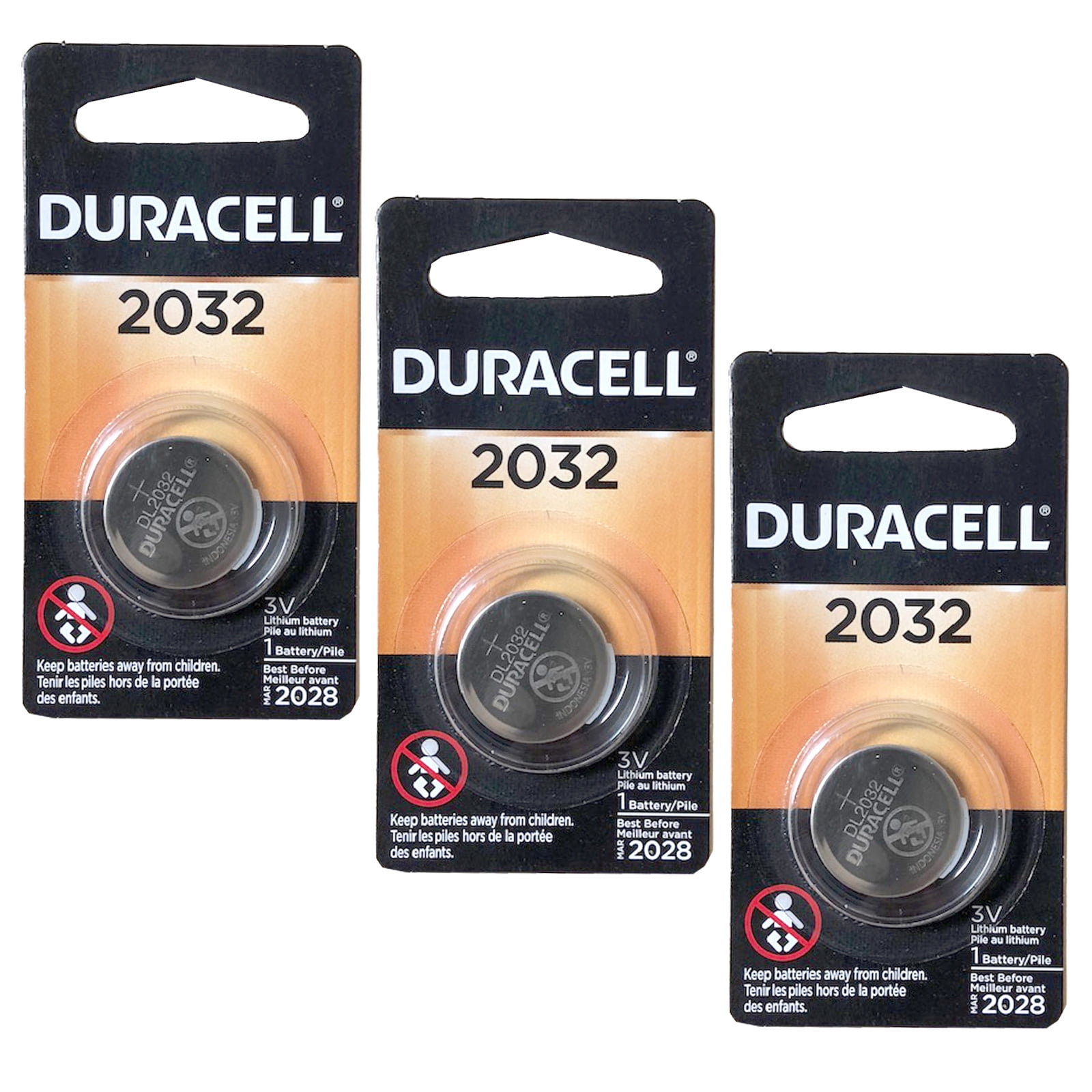 3X Duracell DL2032 3V Lithium Coin Battery BR2332 SB-T15 2032 L14 L2032 ...