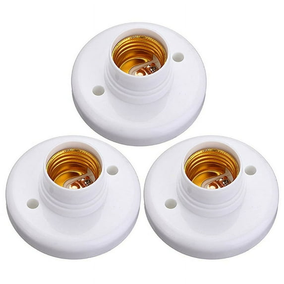 3X E27 Round Plastic Base Screw Light Bulb Lamp Socket Holder White ...