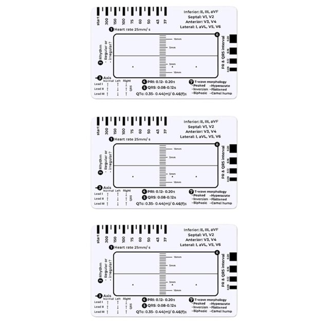 3X ECG 7 Step Ruler, ECG 7 Step Ruler for ECG/EKG Interpretation, Rapid ...