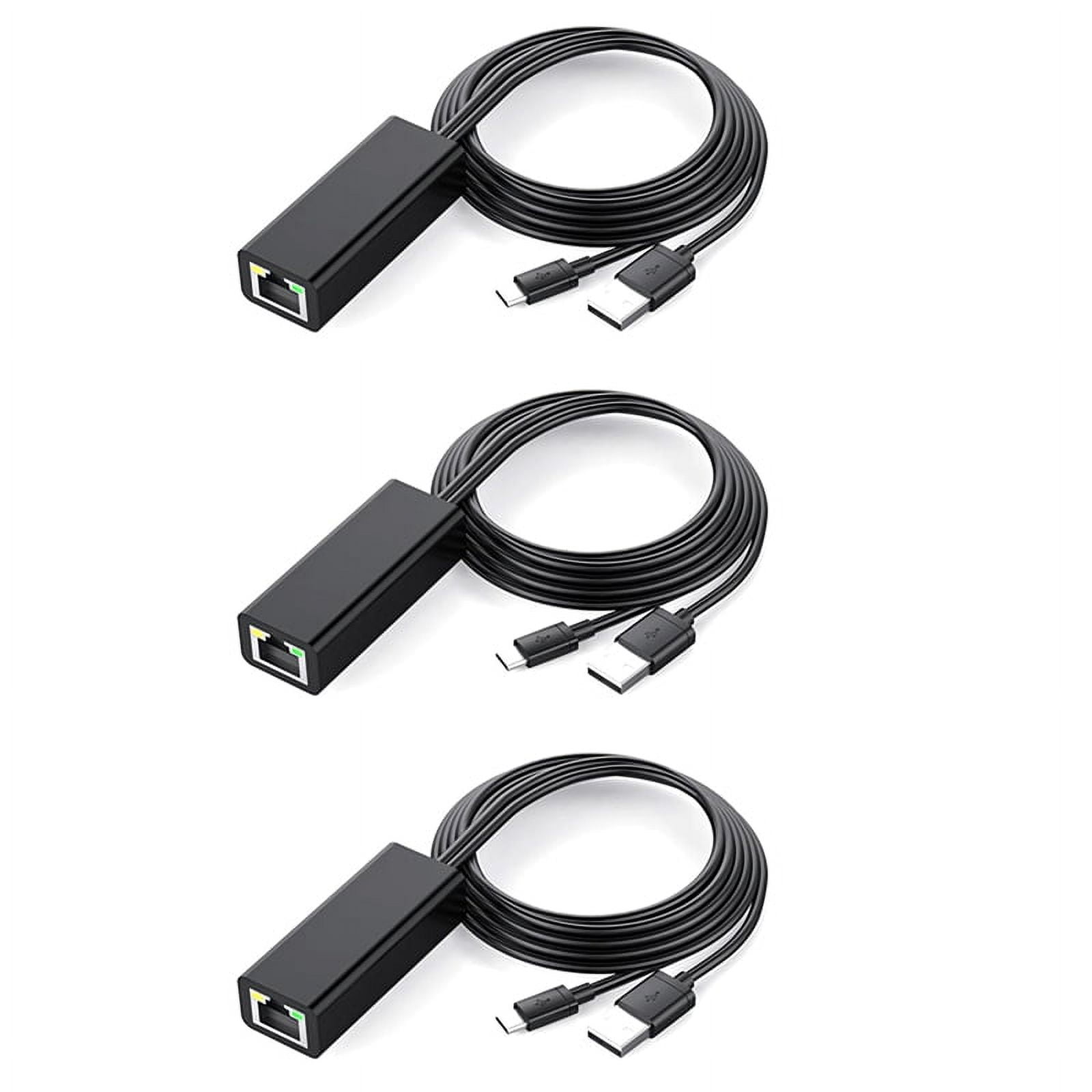 3X Ethernet Adapter with Power Cable for (2Nd Gen), 4K Stick,TV Square ...