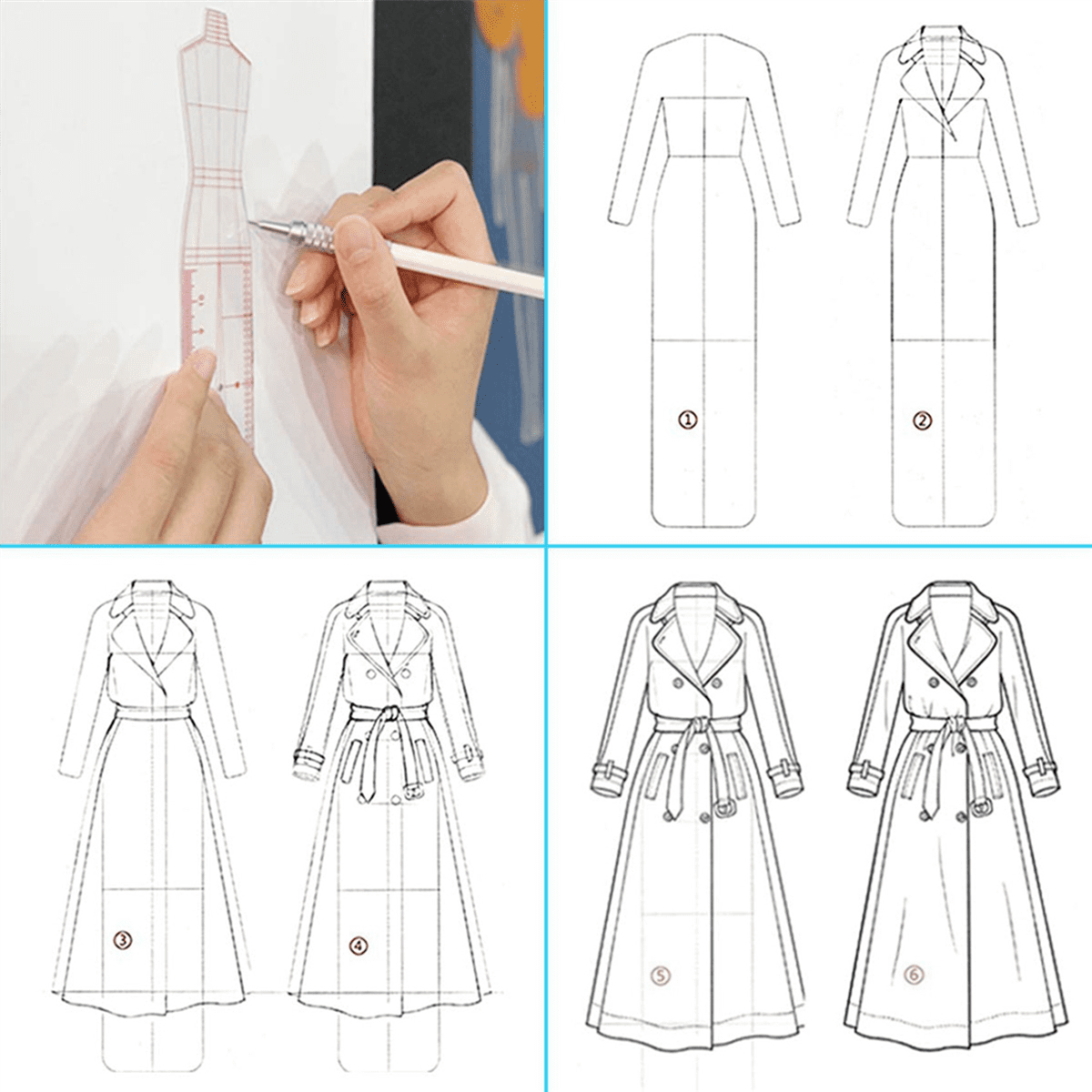 3X Fashion Illustration Rulers Sketching Templates Ruler Sewing ...
