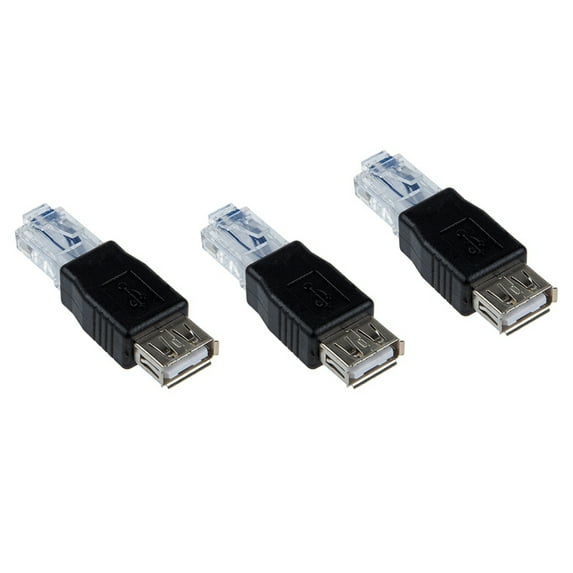 3X Female USB A to Male Ethernet RJ45 Plug Adapter New - Walmart.com
