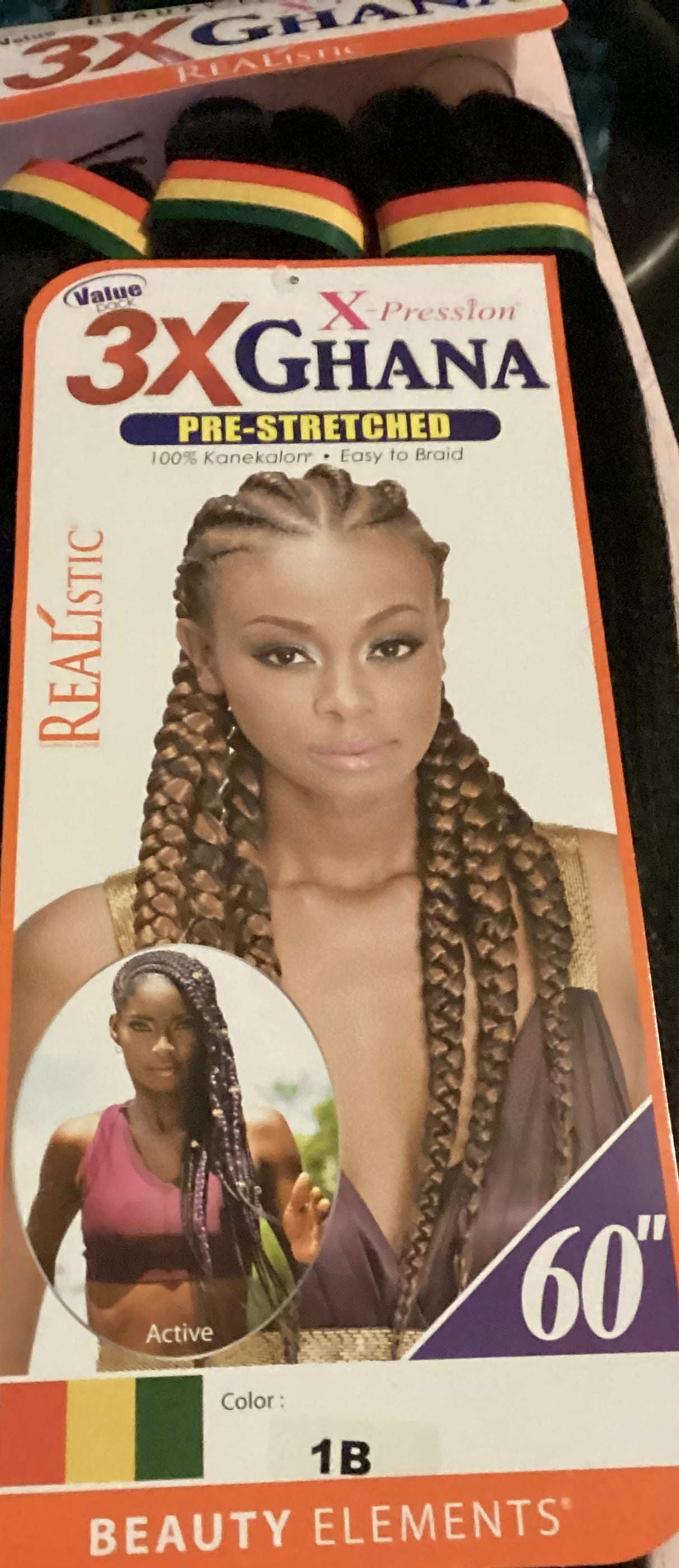 3X GHANA X-Pression Hair 60” inch -Color #1B - Of black - Walmart.com