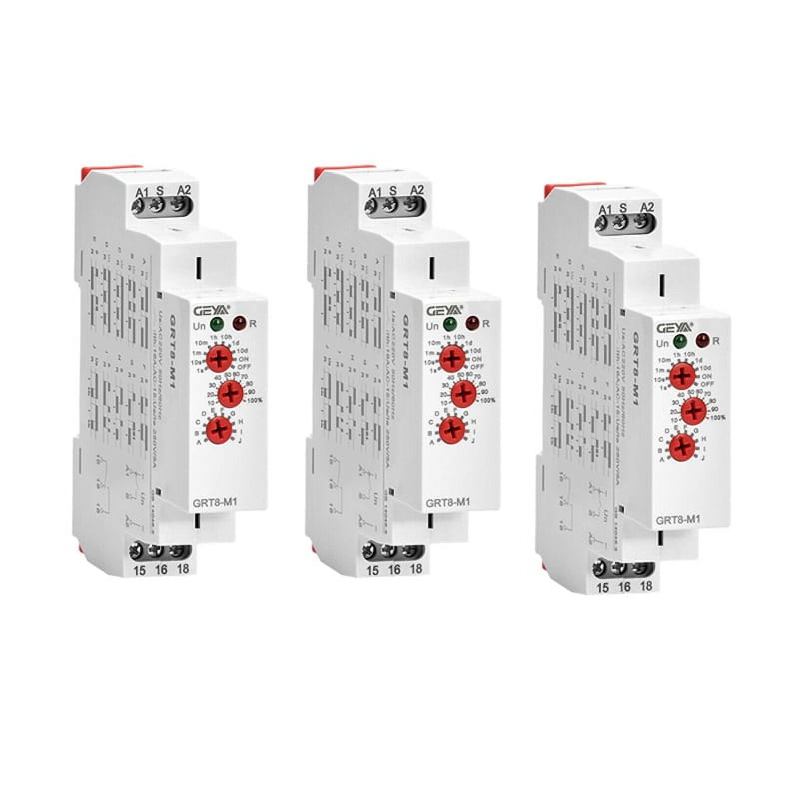 3x Grt8 M1 Delay Relay 16a Ac Dc12v 240v Multifunction Din Rail Automatic Timer Relay