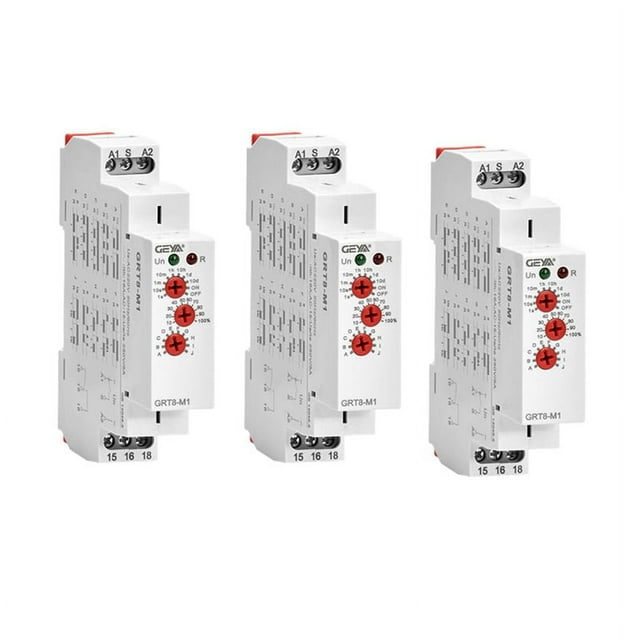 3X GRT8-M1 Delay Relay 16A AC/DC12V-240V Multifunction Din Rail ...