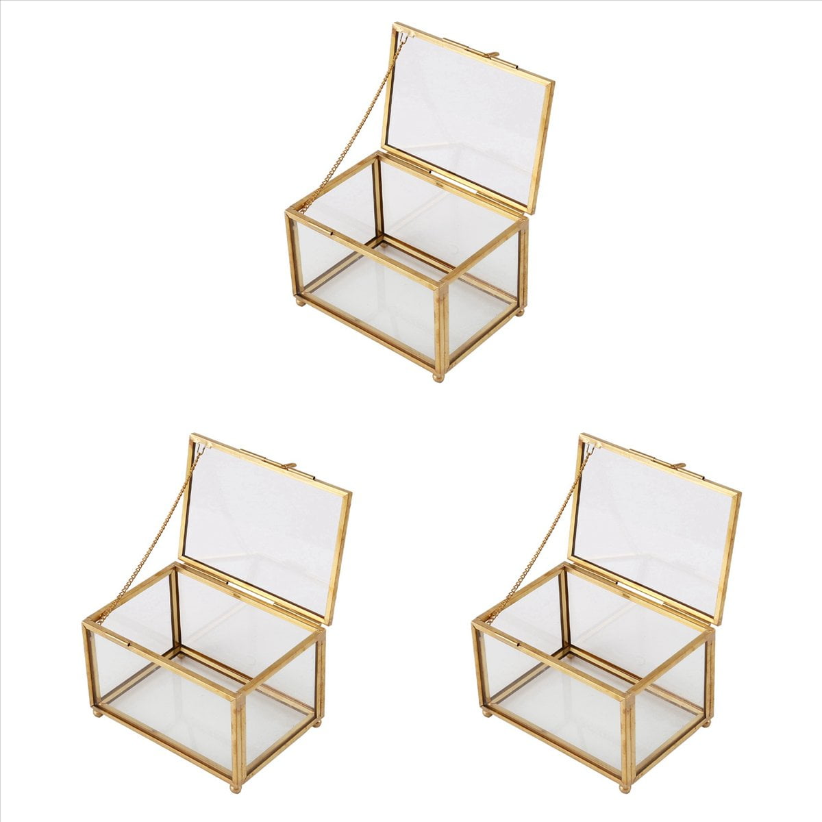 3X Geometric Glass Style Jewelry Box Table Container for Displaying ...
