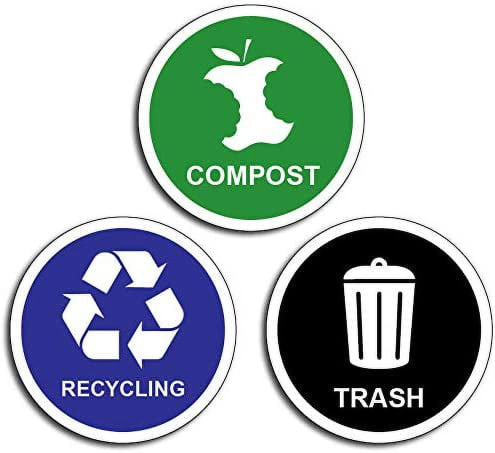 3X Green Blue Black Garbage Recycling Compost Decal Sticker Trash Reuse ...