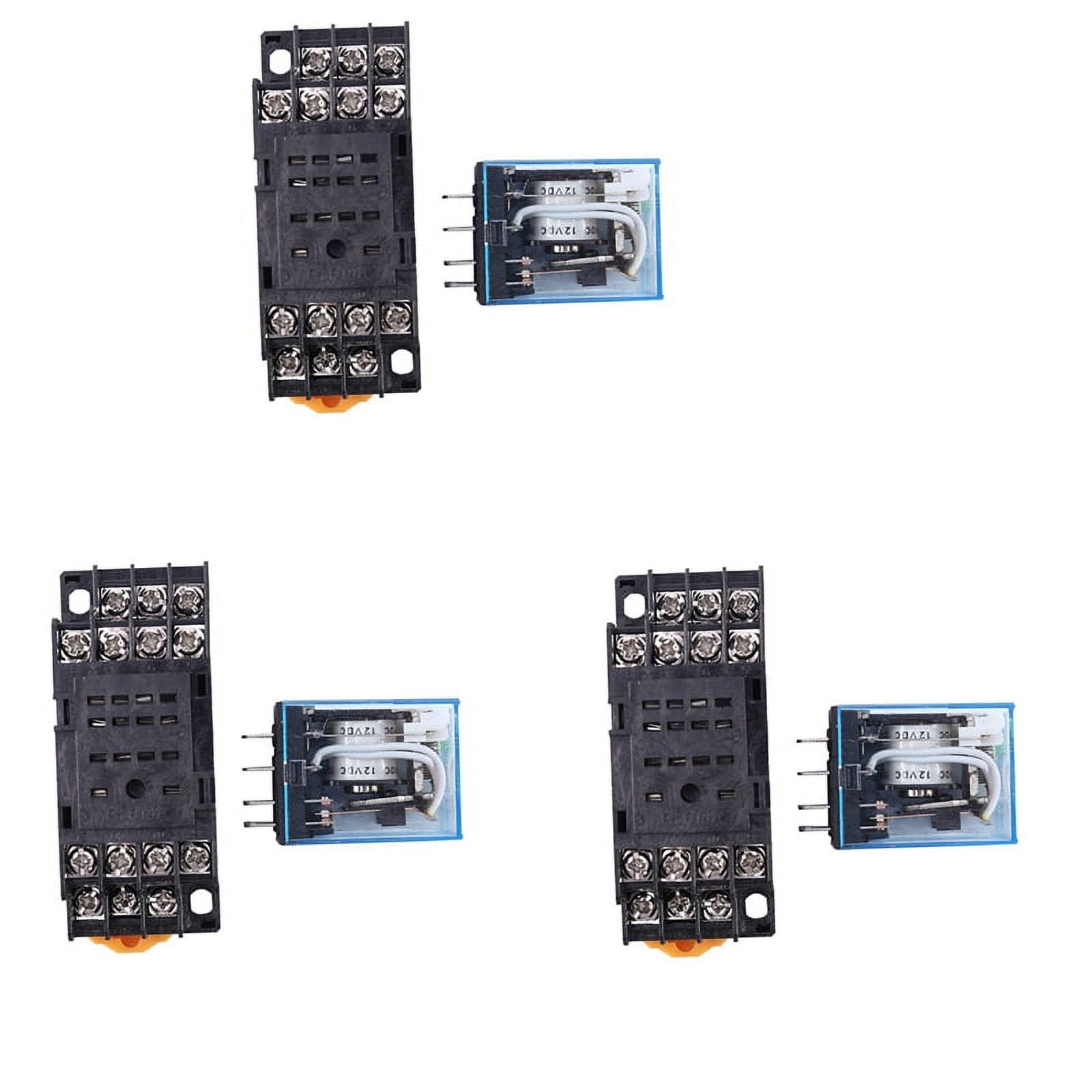 3X HH54P DC 12V Coil 4PDT 14 Pins Electromagnetic Power Relay DYF14A Base,3 x Electromagnetic ...