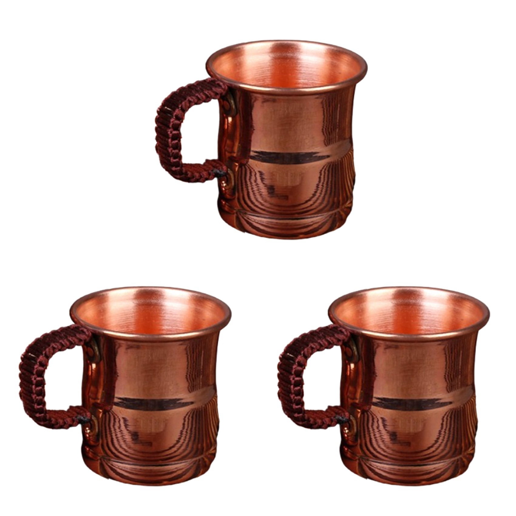 3X Handcrafted Pure Copper Beer Milk Mug Weave Handle Thickened 400ML ...