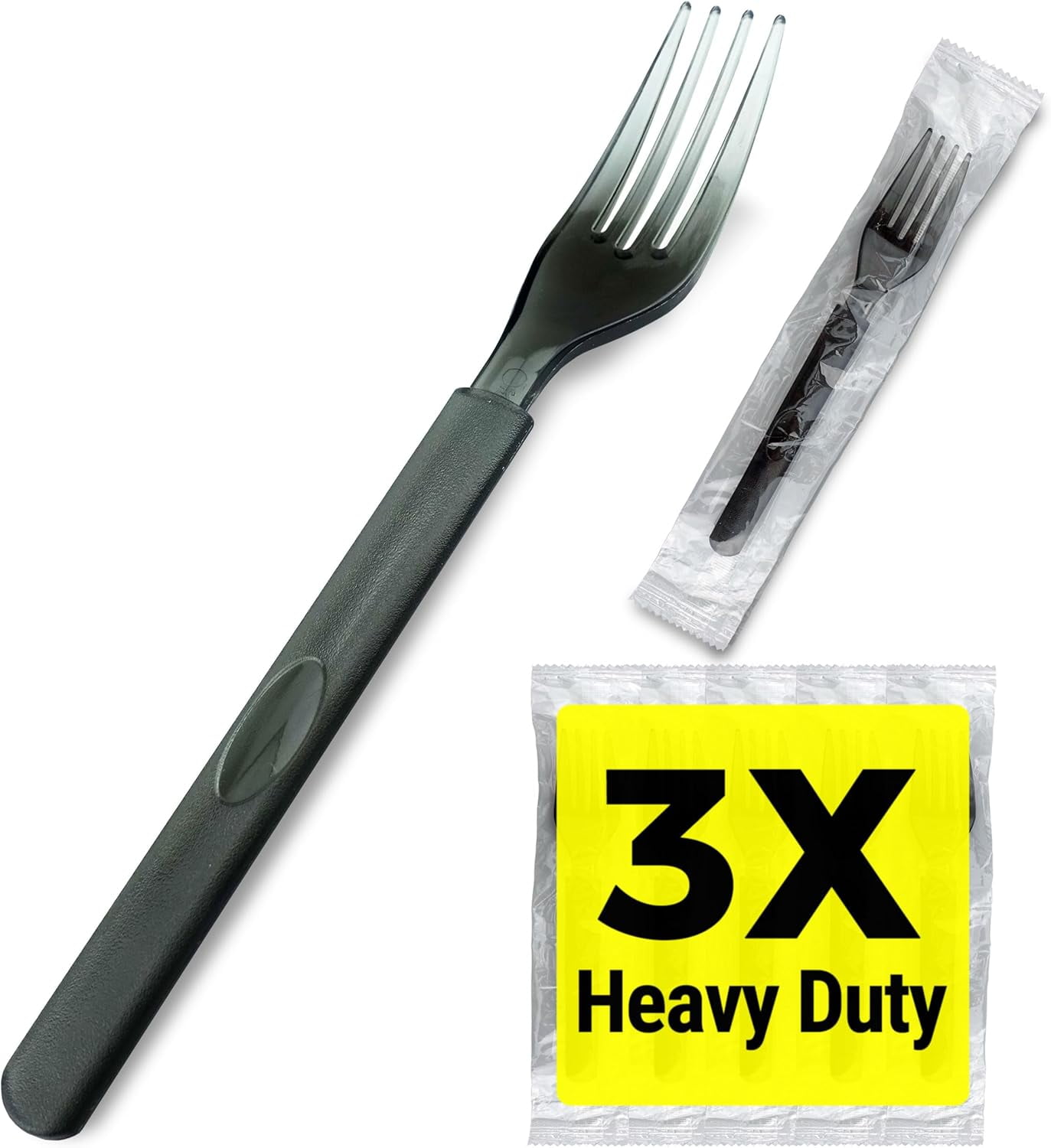 3X Heavy Duty Plastic Forks Individually Wrapped, Sturdy Like ...