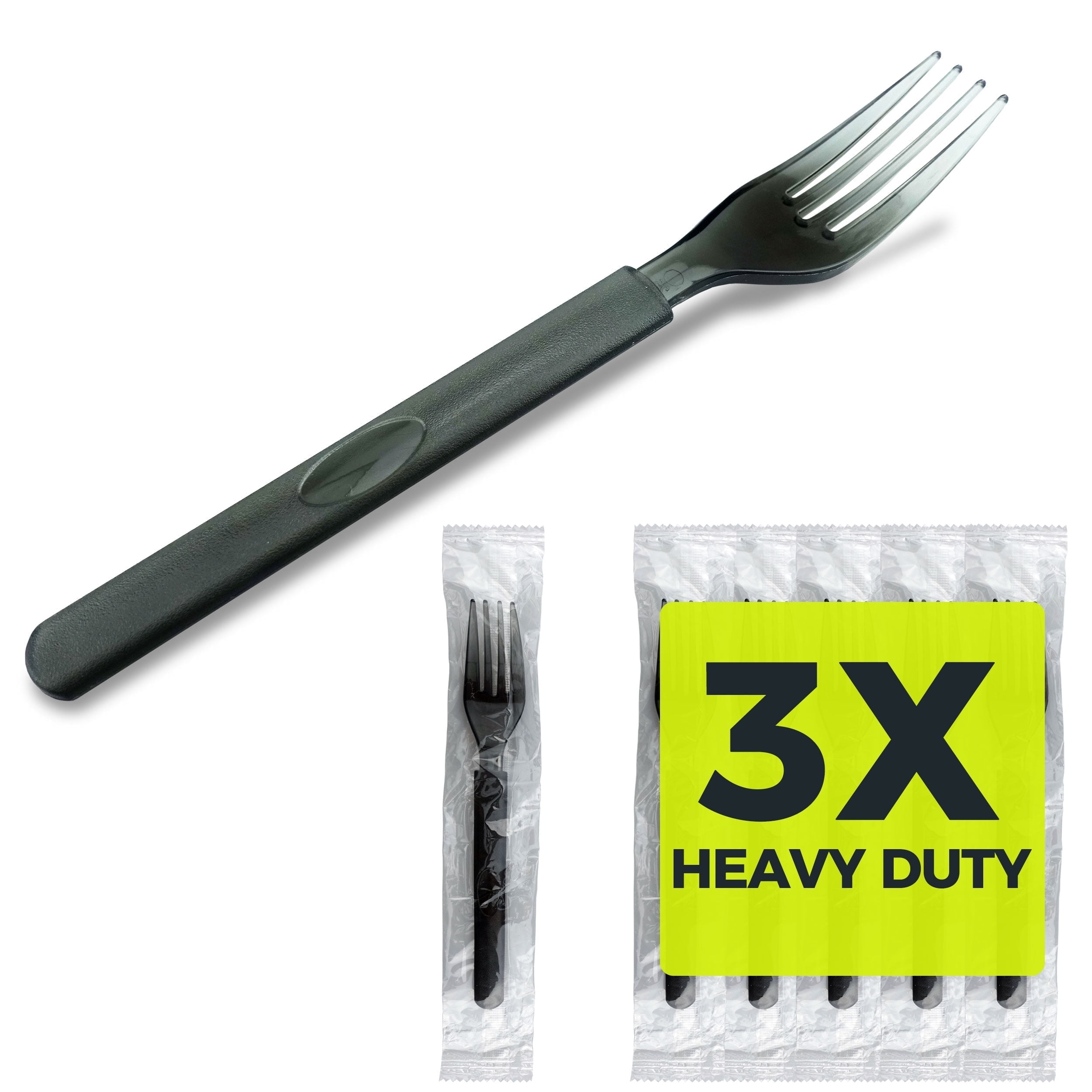 3X Heavy Duty Plastic Forks Individually Wrapped, Sturdy Like ...