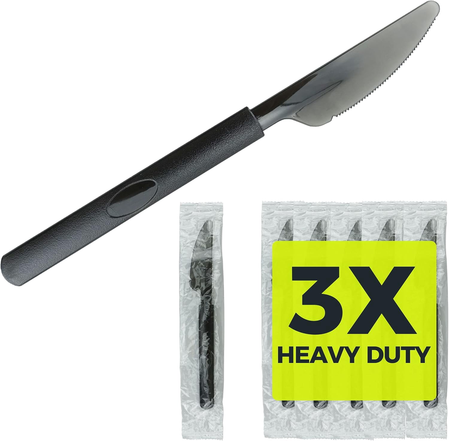 3X Heavy Duty Plastic Knives Individually Wrapped, Sturdy Like ...